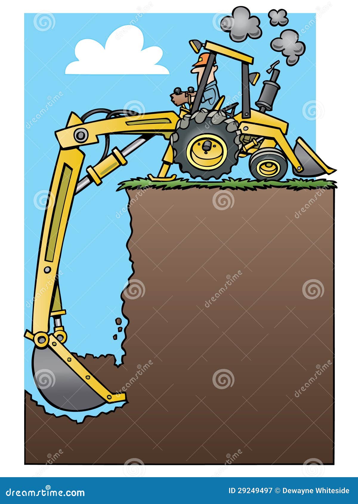 Löffelbaggertraktor, Der Ein Tiefes Loch Gräbt Vektor Abbildung ...