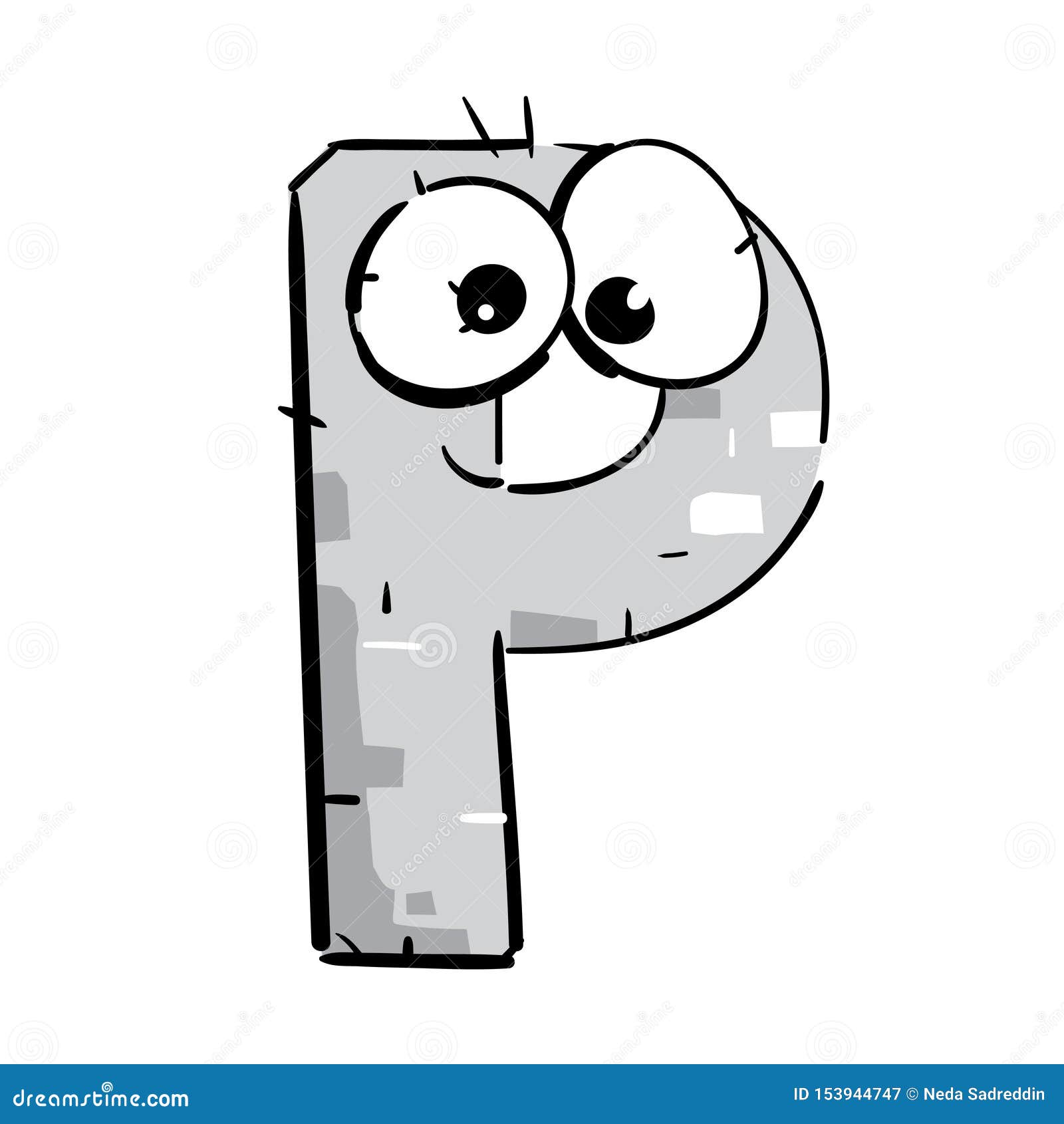 Cartoon Alphabet. Smiling Cute P Stock Vector - Illustration of eyes ...