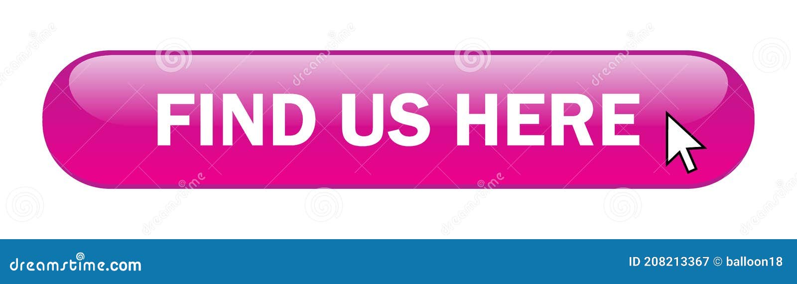 Find us here button stock vector. Illustration of clicking - 208213367