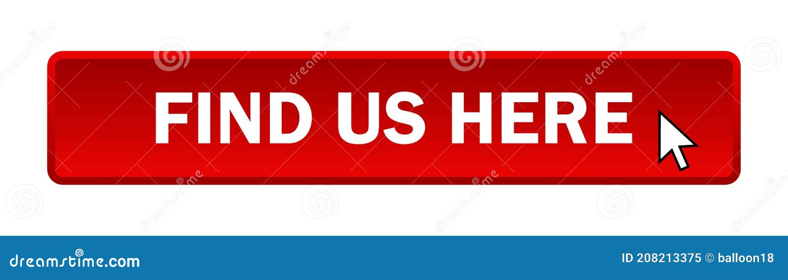 Find us here button stock vector. Illustration of icons - 208213375