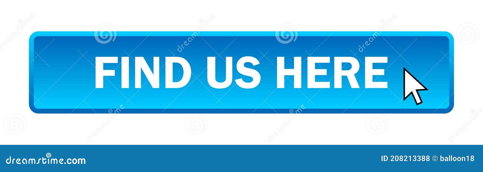 Find us here button stock vector. Illustration of digital - 208213388