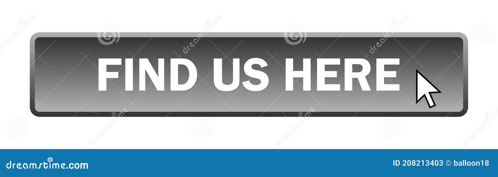 Find us here button stock vector. Illustration of element - 208213403