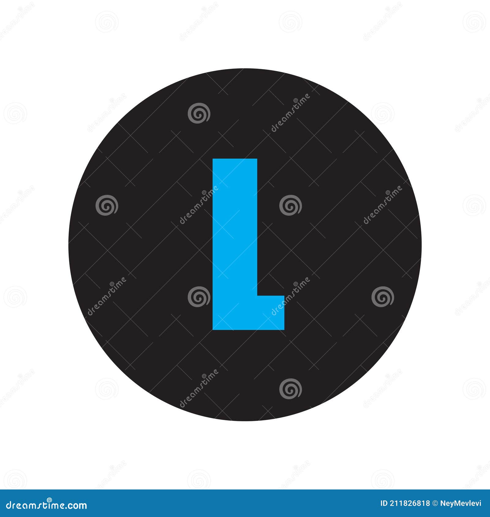 Letter L Logo Symbol with Blue Impact Font in Black Circle Stock Vector ...