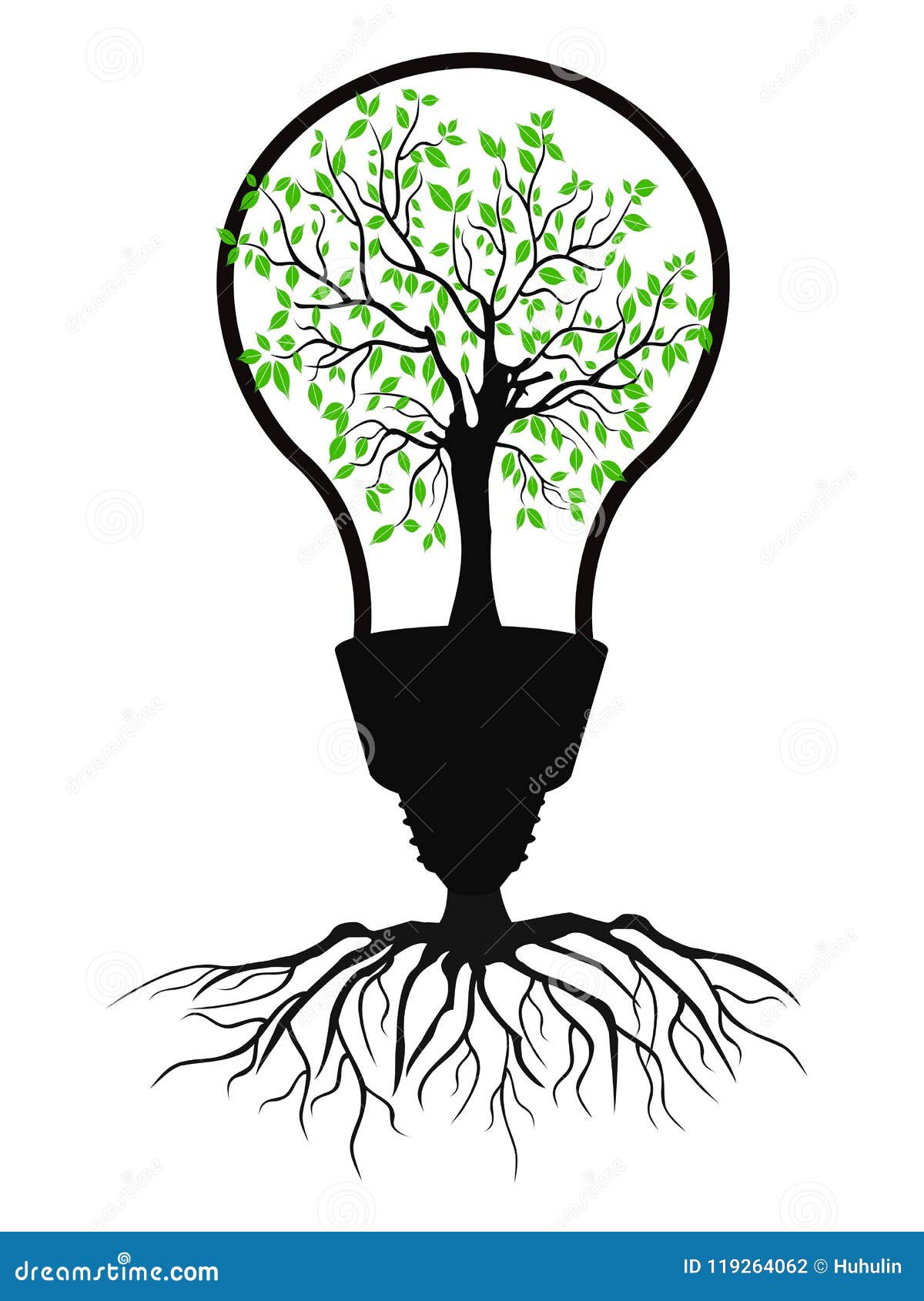 L'albero Della Lampadina Della Luce Verde Illustrazione Vettoriale ...