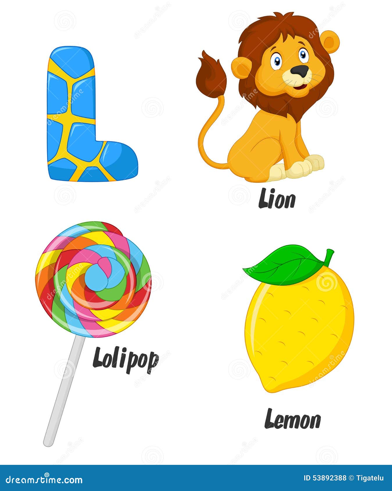 L alphabet cartoon stock vector. Illustration of comic - 53892388