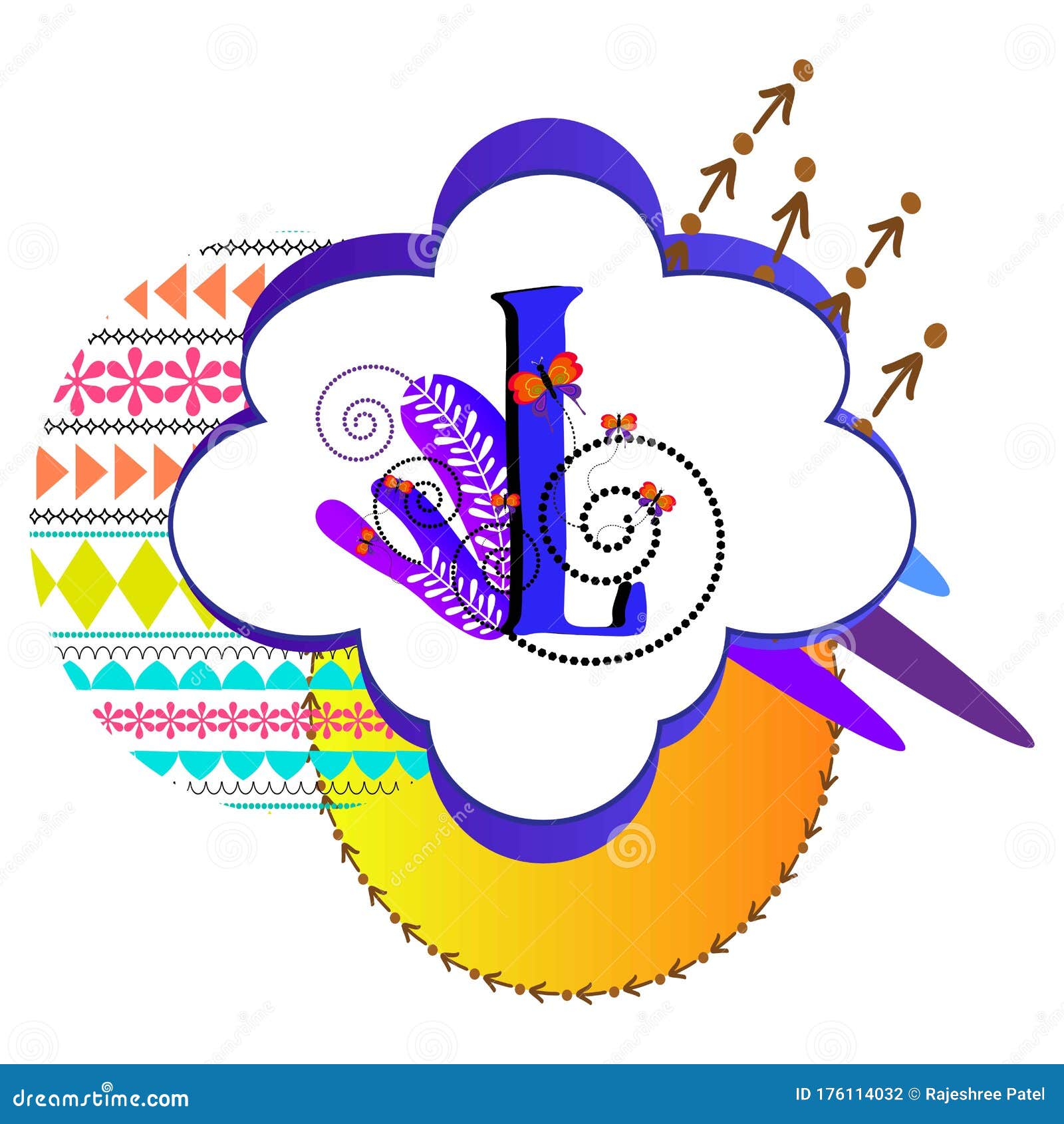 L Alphabet. Letter L Gradient Label. Vector Sticker Frame Using Shapes ...