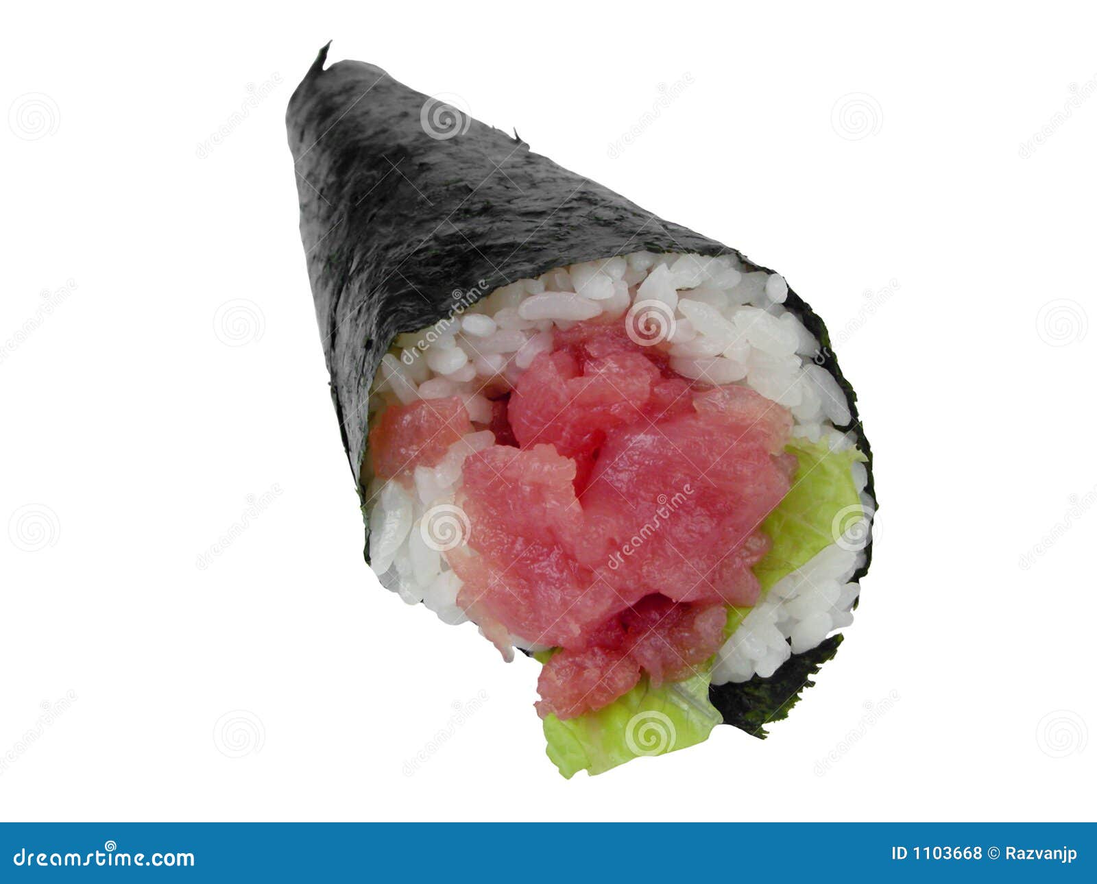 L'aria mano-rotola i sushi fotografia stock. Immagine di isolato - 1103668