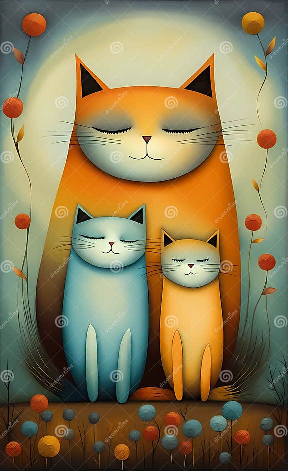L'arte Generata Dalla Famiglia Di Gatti Ai Illustrazione di Stock ... L'arte Generata Dalla Famiglia Di Gatti Ai Illustrazione di Stock ...