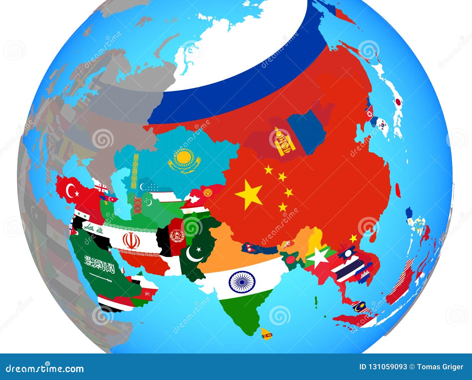 L'Asia Con Le Bandiere Sulla Mappa Immagine Stock - Immagine di renda ...