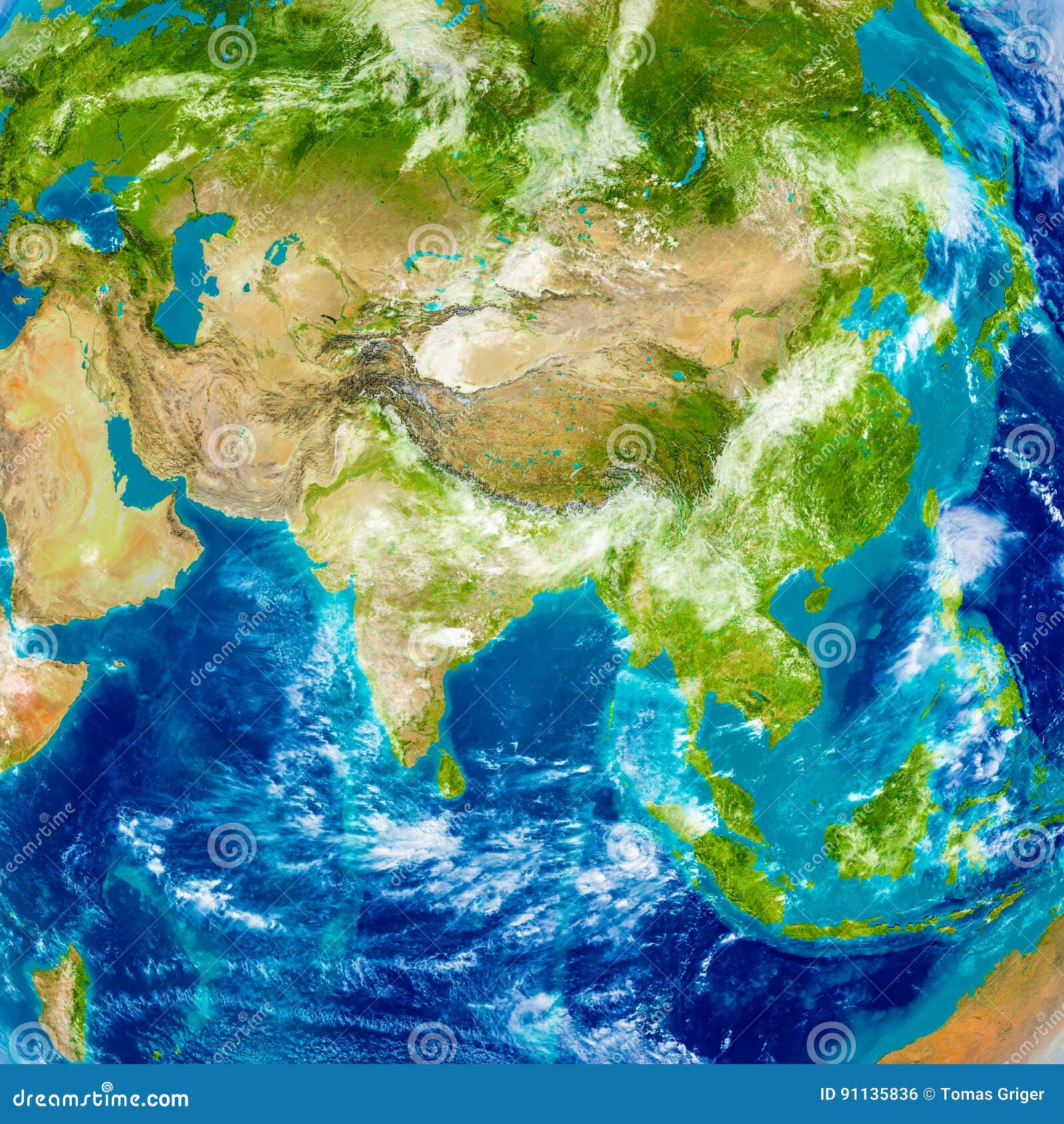 L'Asia sulla mappa fisica illustrazione di stock. Illustrazione di ...