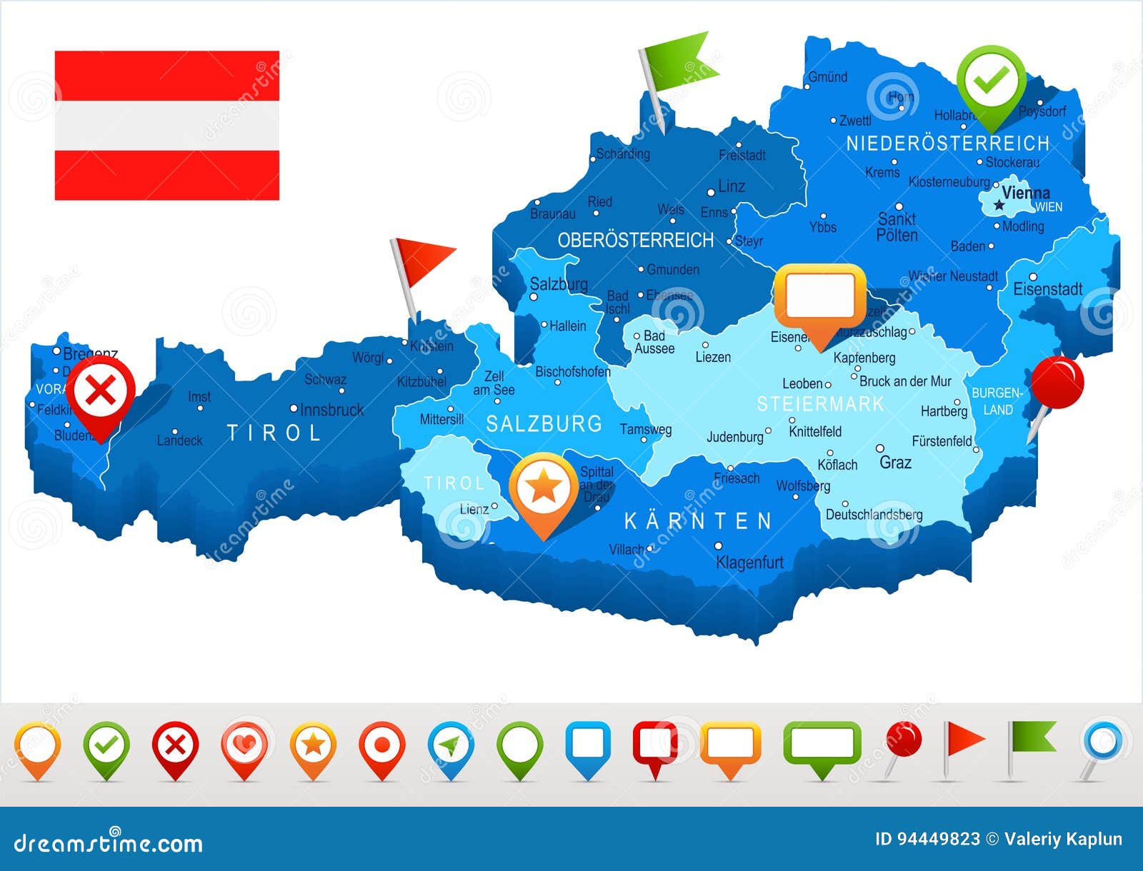 L'Autriche - Carte Et Drapeau - Illustration Illustration Stock ...