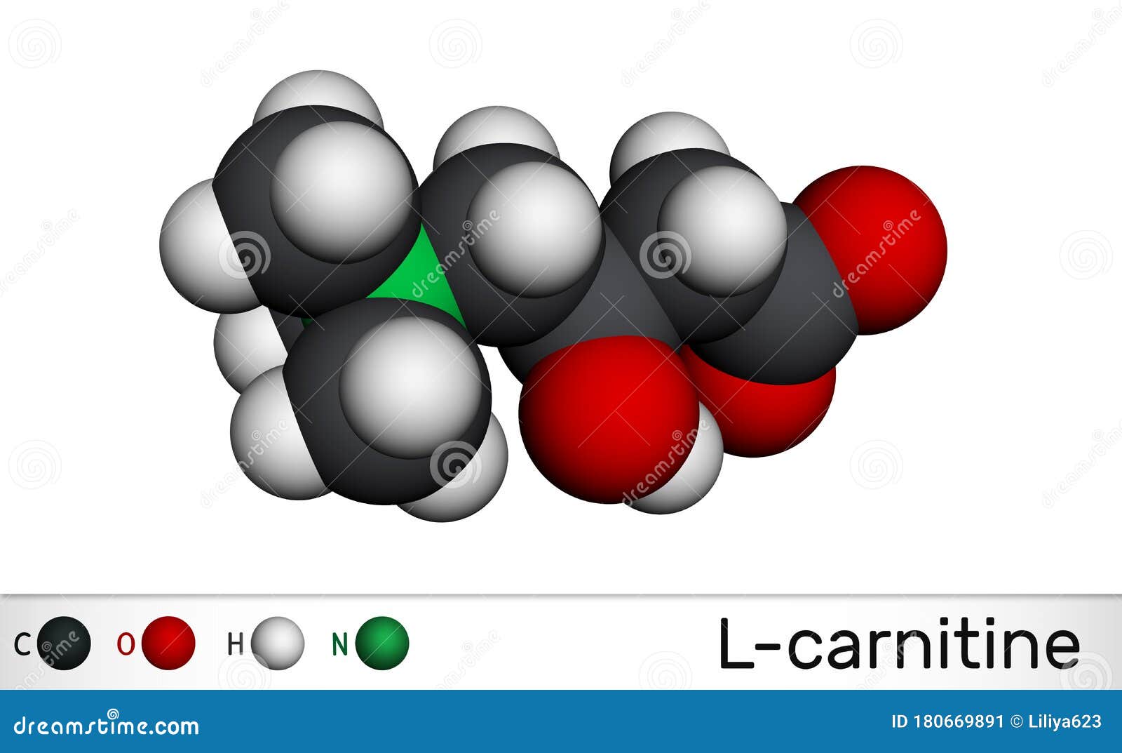 L-carnitine, Levocarnitine, Carnitine, C7H15NO3 Molecule. Molecular ...
