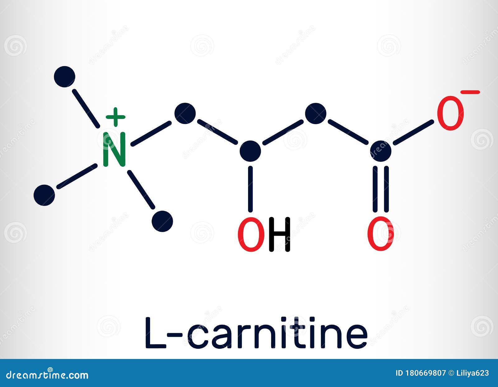 L-carnitine, Levocarnitine, Carnitine, C7H15NO3 Molecule. Structural ...