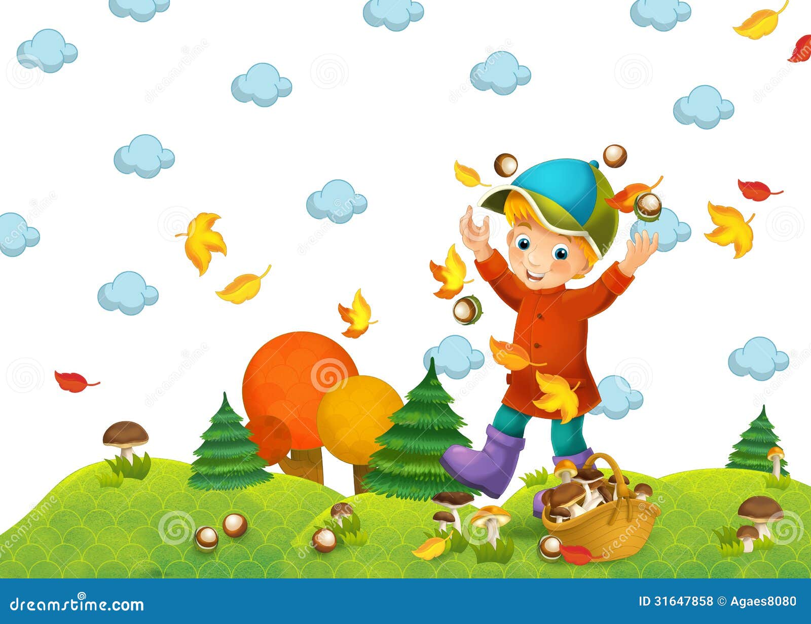L'enfant pendant l'automne illustration stock. Illustration du fille ...