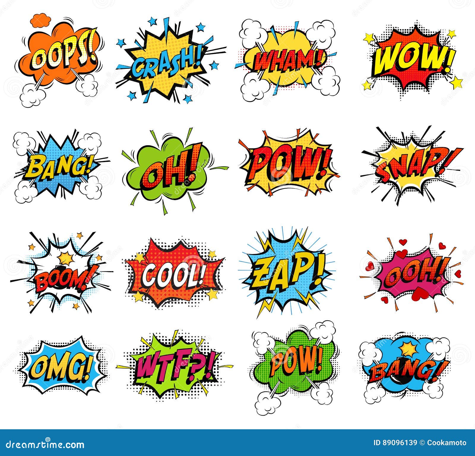 L'ensemble De Discours Comique De Bulle Opacifie, Onomatopée Illustration de Vecteur ...