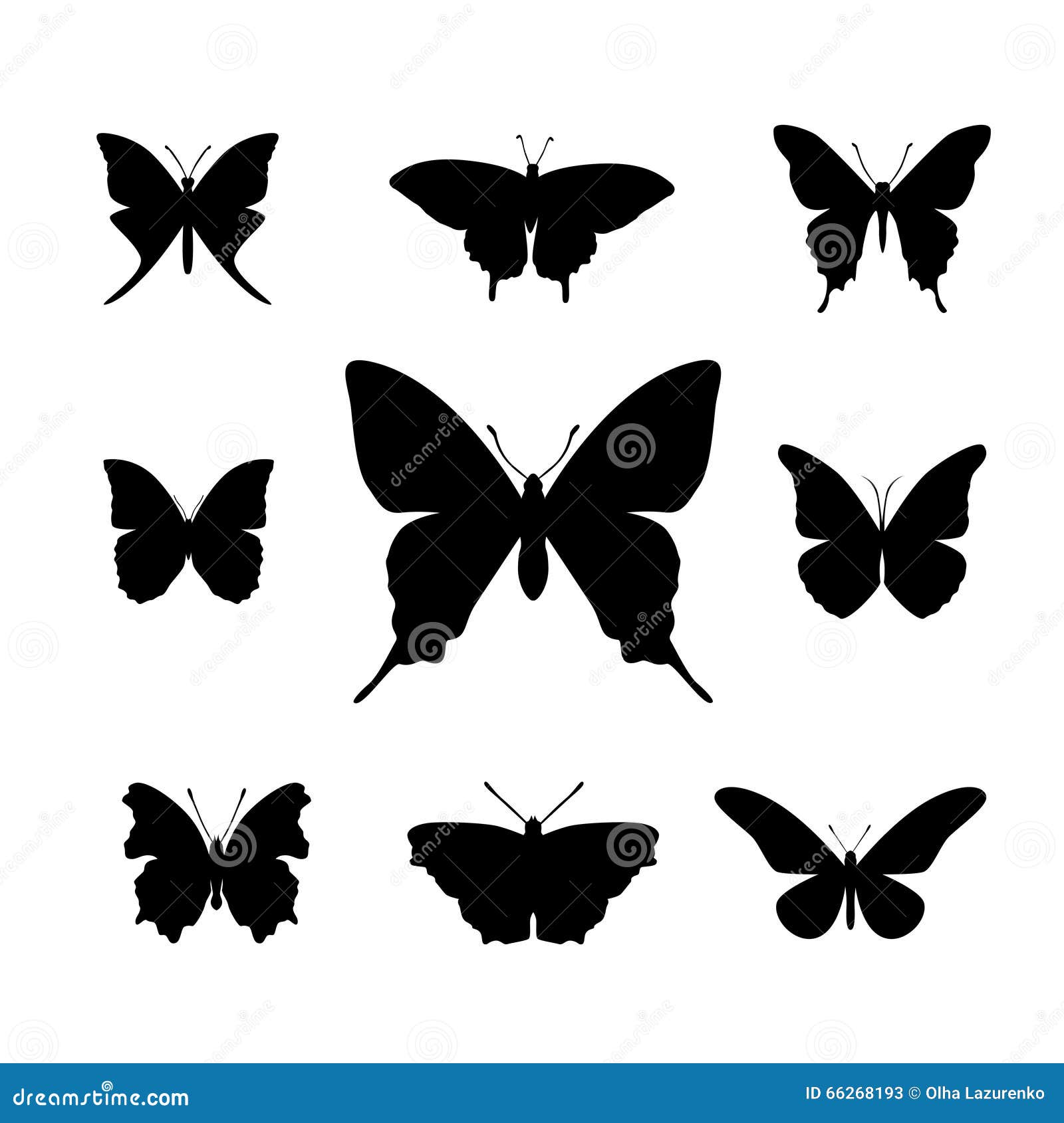 L'ensemble De Papillon Simple Noir Forme - L'illustration Illustration ...