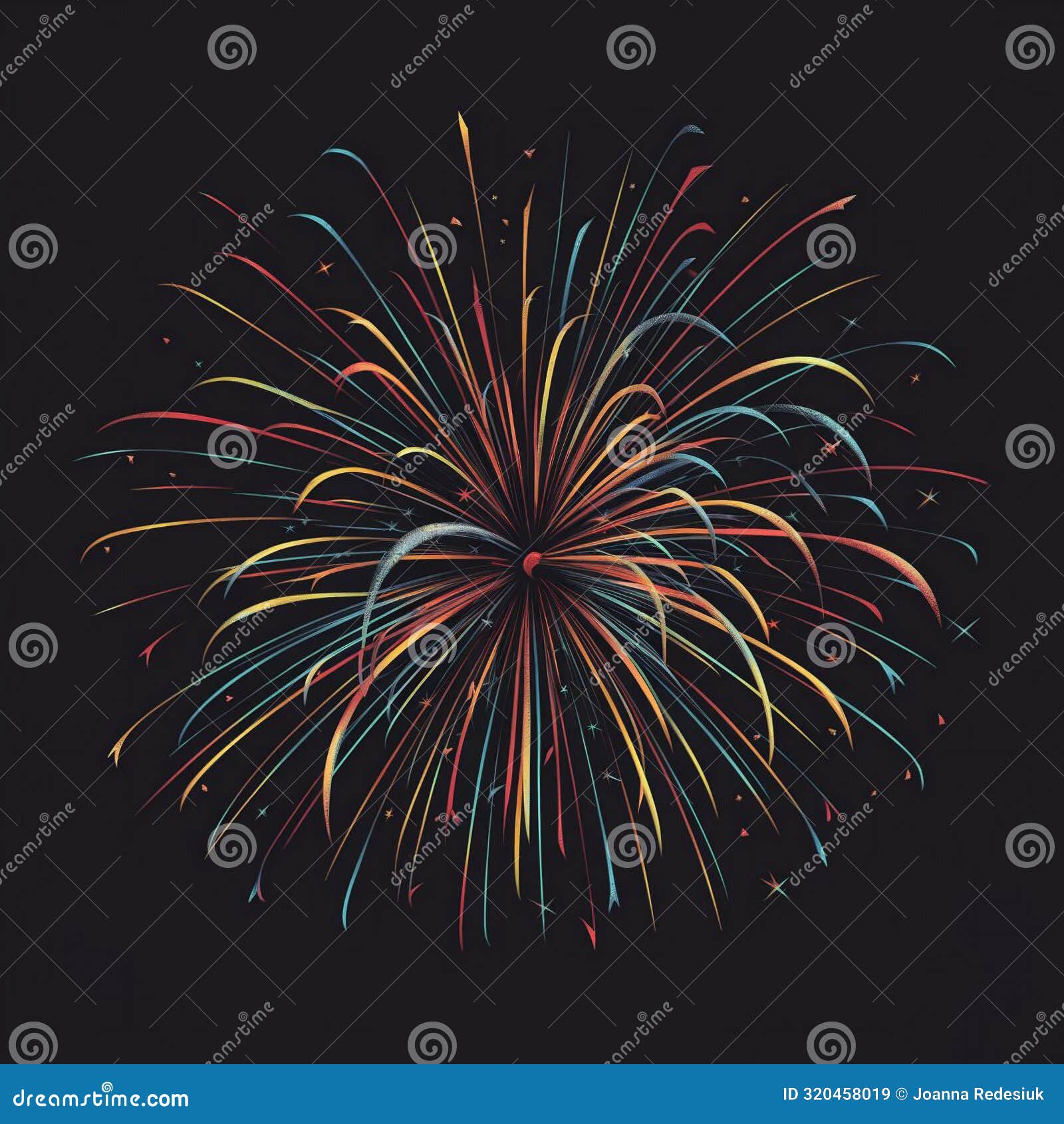 L Graphic of Colorful Fireworks on a Black Background Stock ...