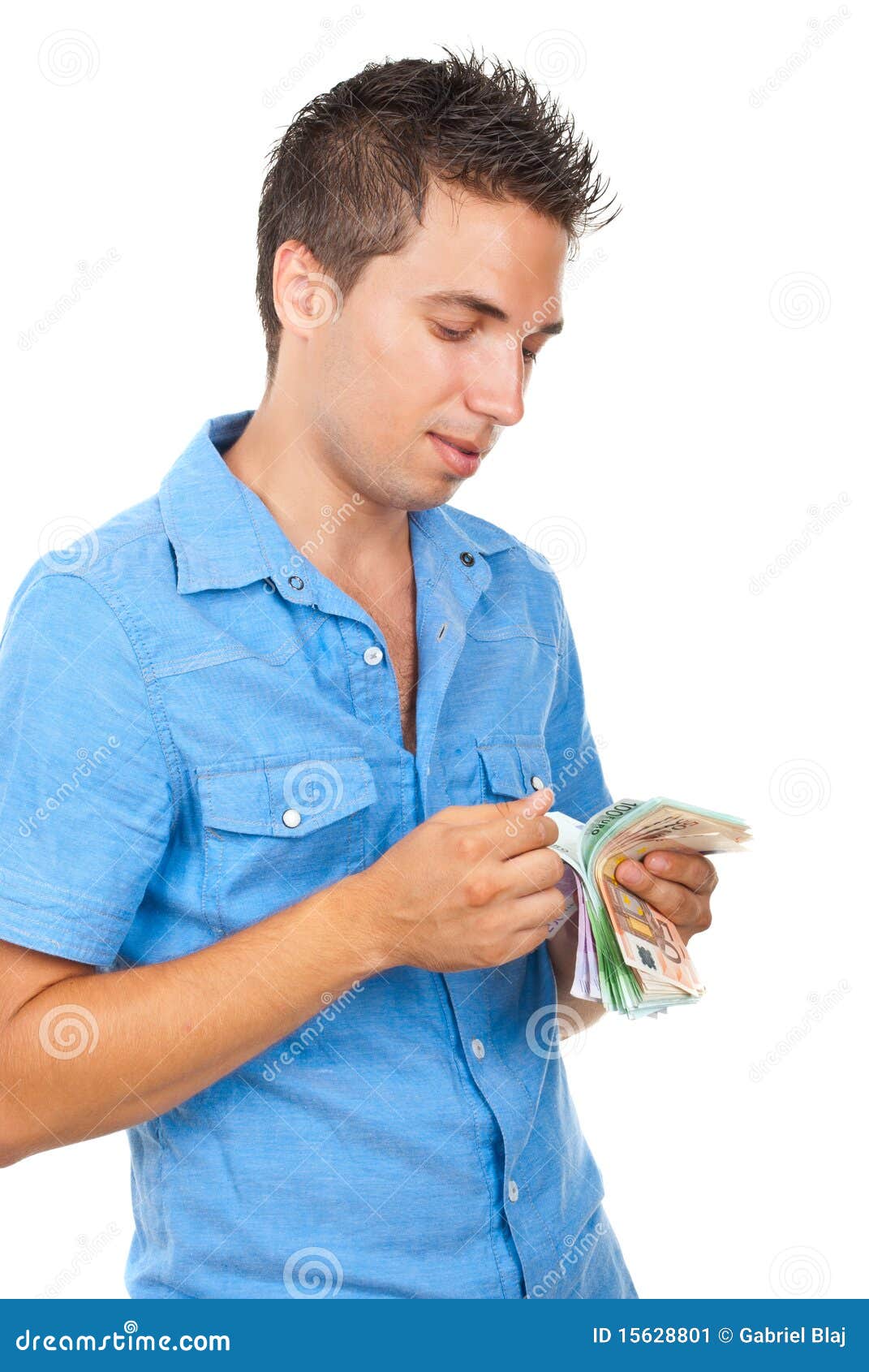 L'homme Riche Compte Son Argent Image stock - Image du heureux, adulte ...
