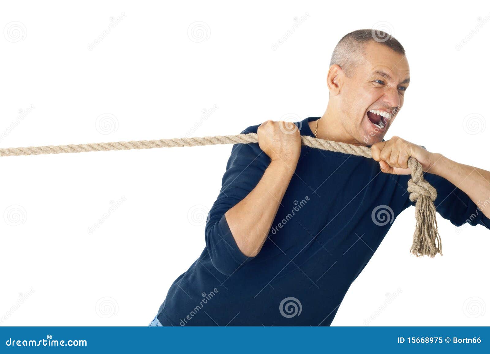 L'homme tire une corde image stock. Image du copie, masculin - 15668975