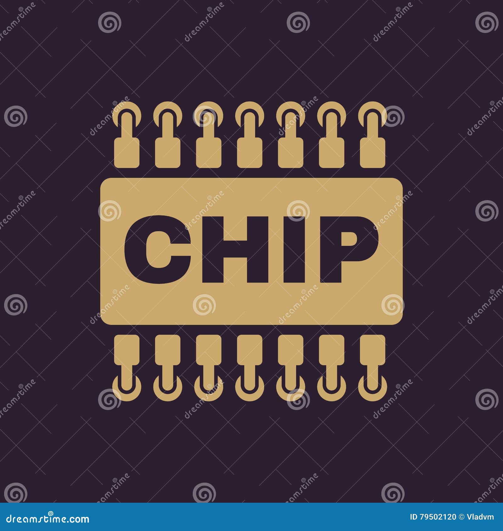L'icône De Puce Symbole De Puce Et De Microcircuit Plat Illustration de ...
