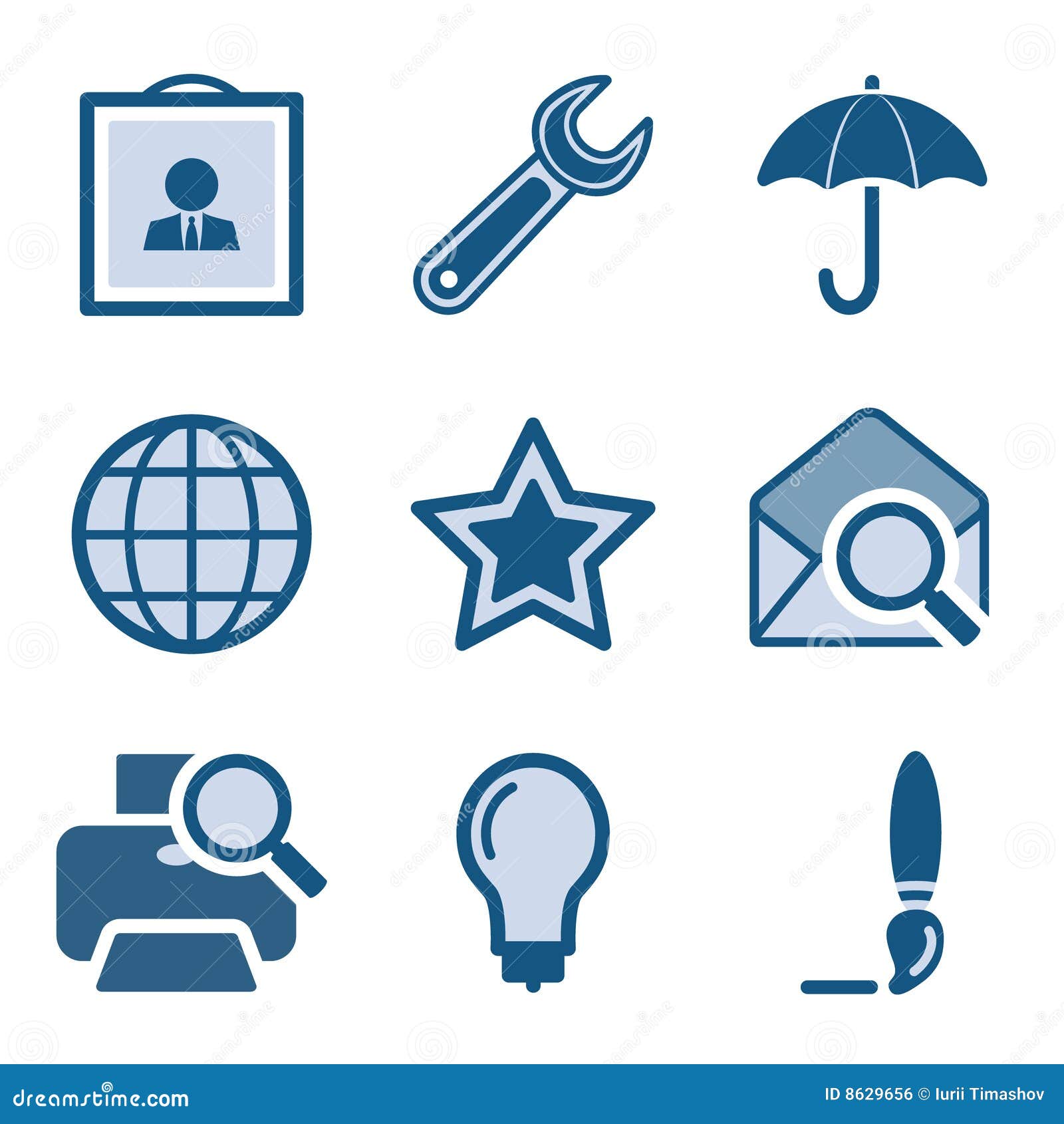 L'icona blu ha impostato 9 illustrazione vettoriale. Illustrazione di ...