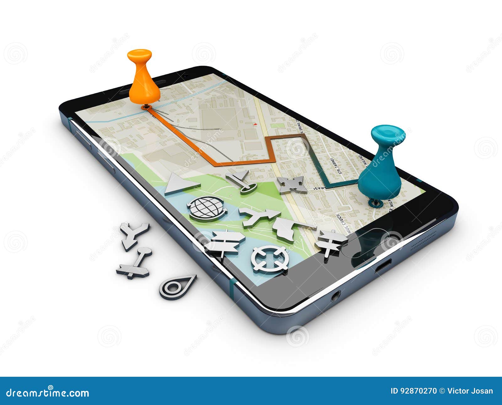 L'illustration 3d De L'application Et De La Navigation De GPS De ...