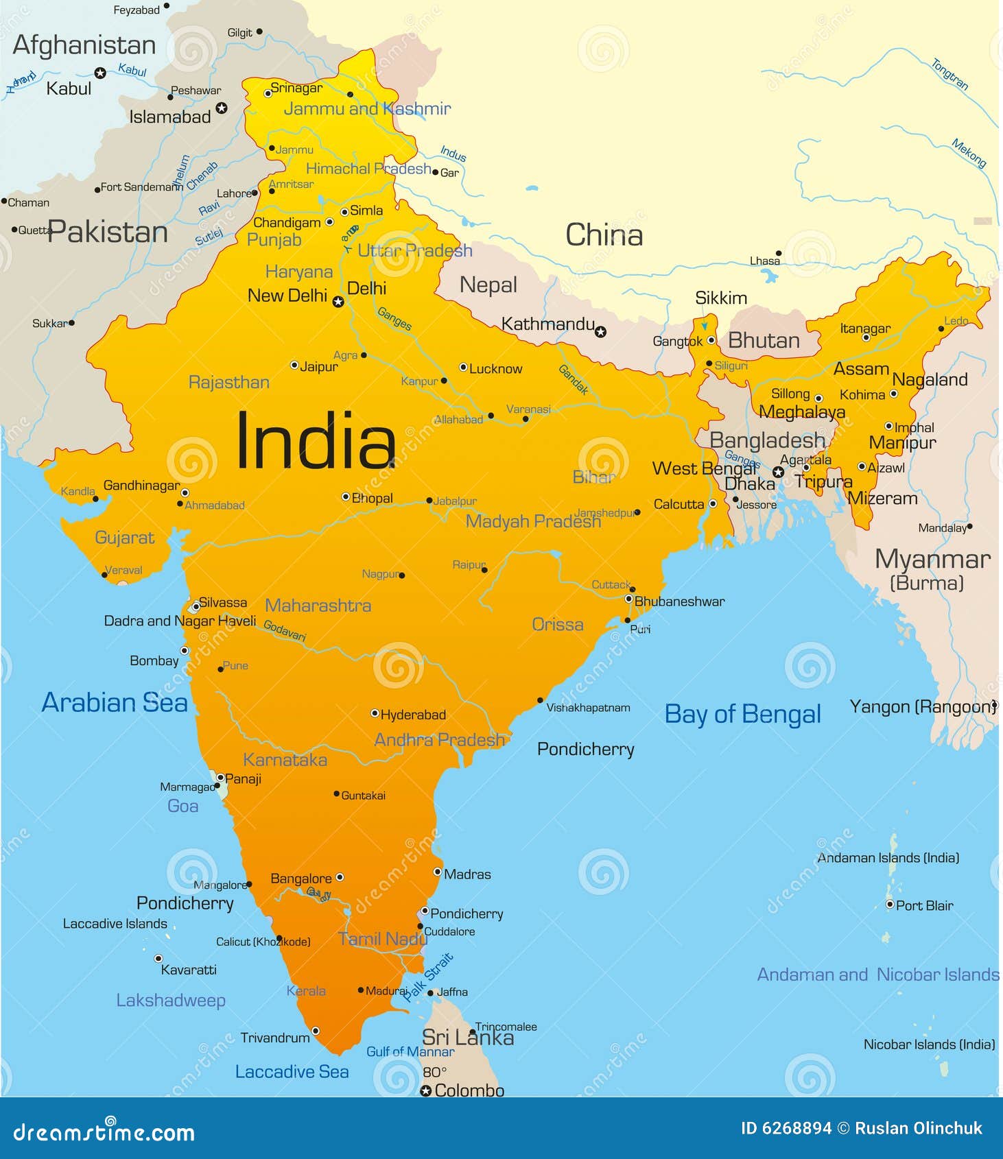 L'Inde illustration de vecteur. Illustration du retrait - 6268894