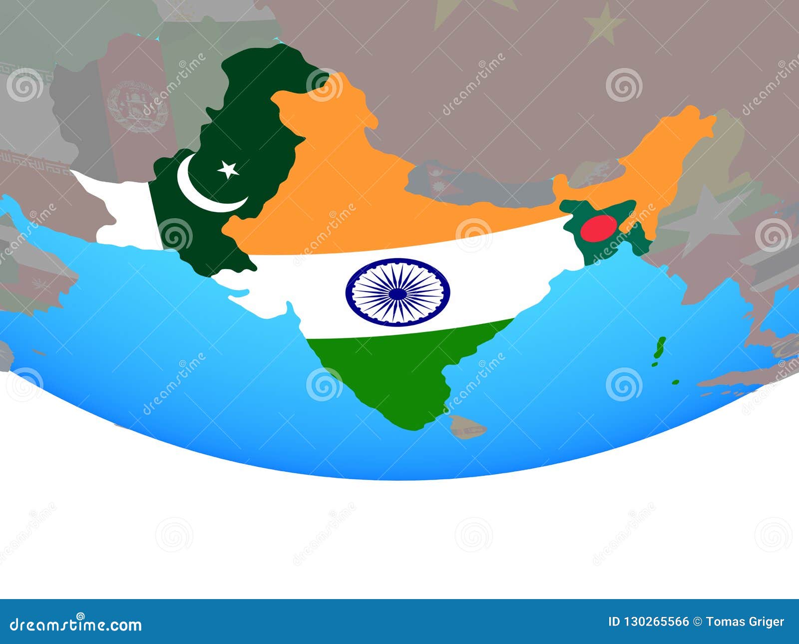L'Inde Britannique Avec Des Drapeaux Sur Le Globe Illustration Stock ...
