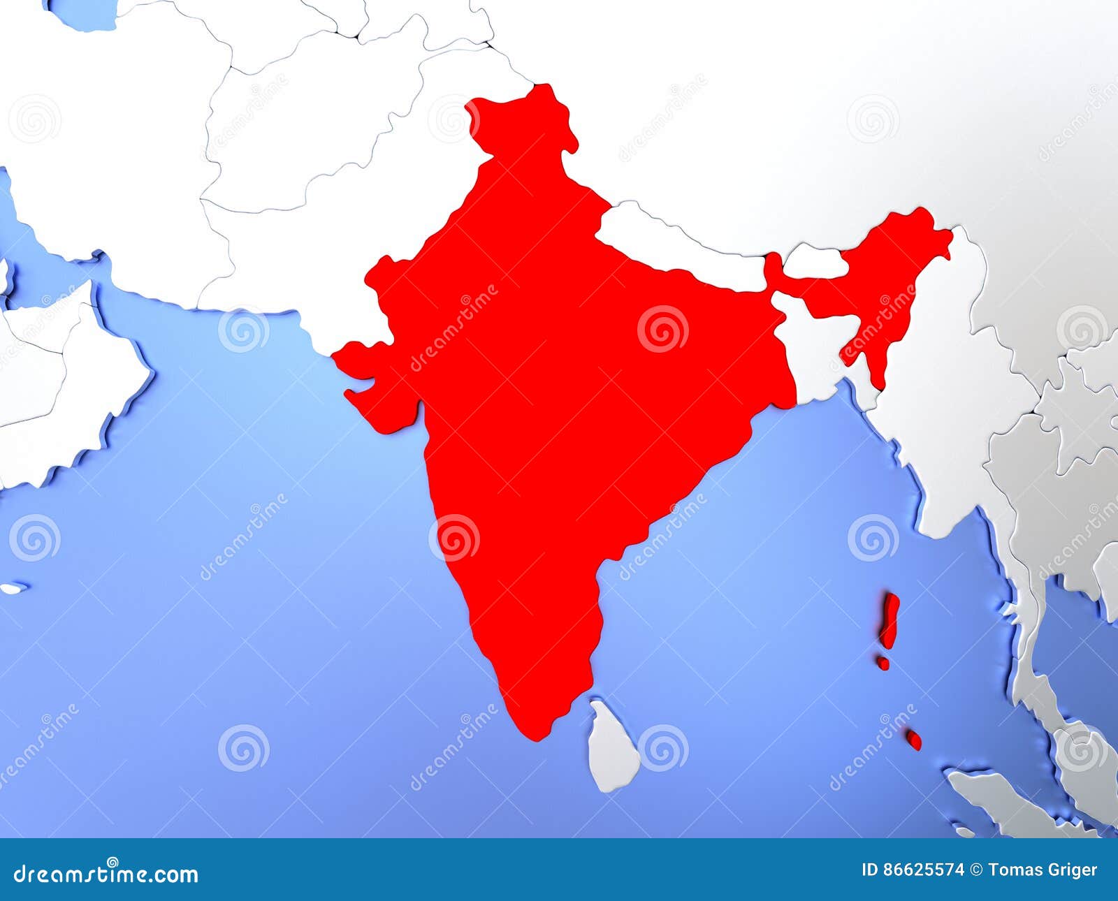 L'India Nel Rosso Sulla Mappa Illustrazione di Stock - Illustrazione di ...