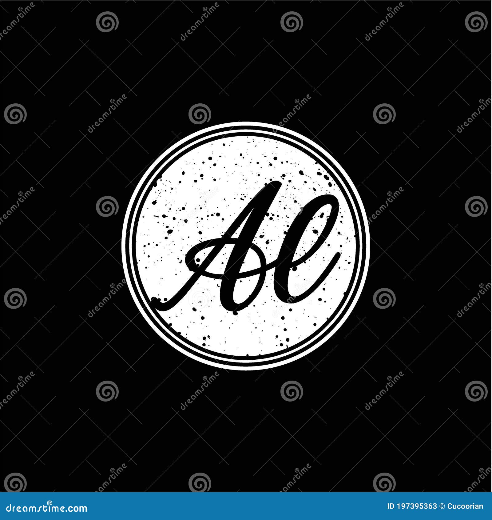 A L Initial Handwriting in Black and White Circle Frame Design Stock ...