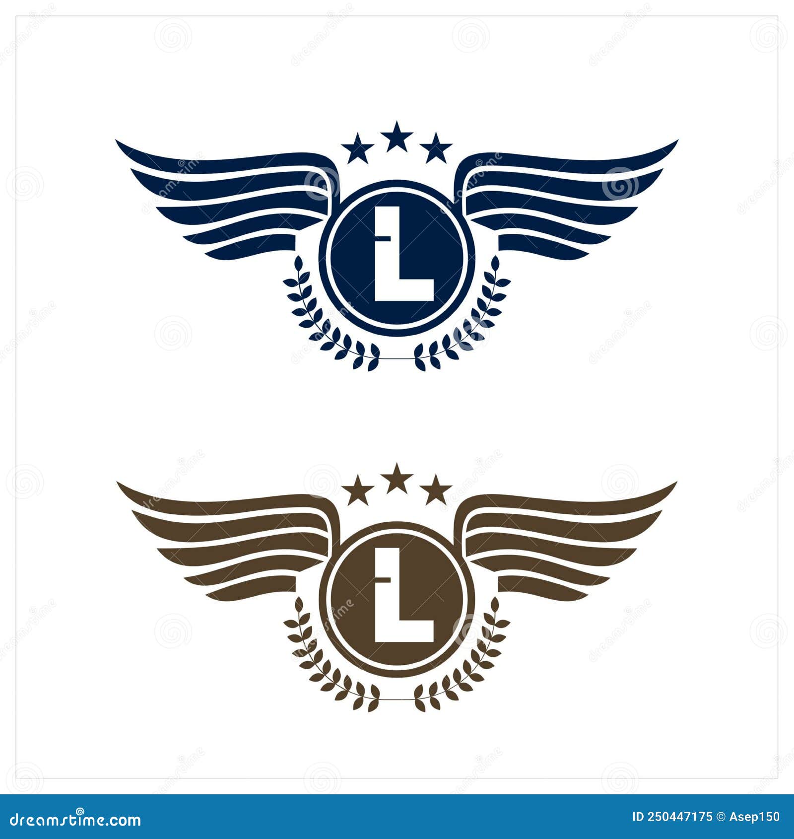 L Initials Logo in Badge Star Wing Shape Stock Vector - Illustration of ...