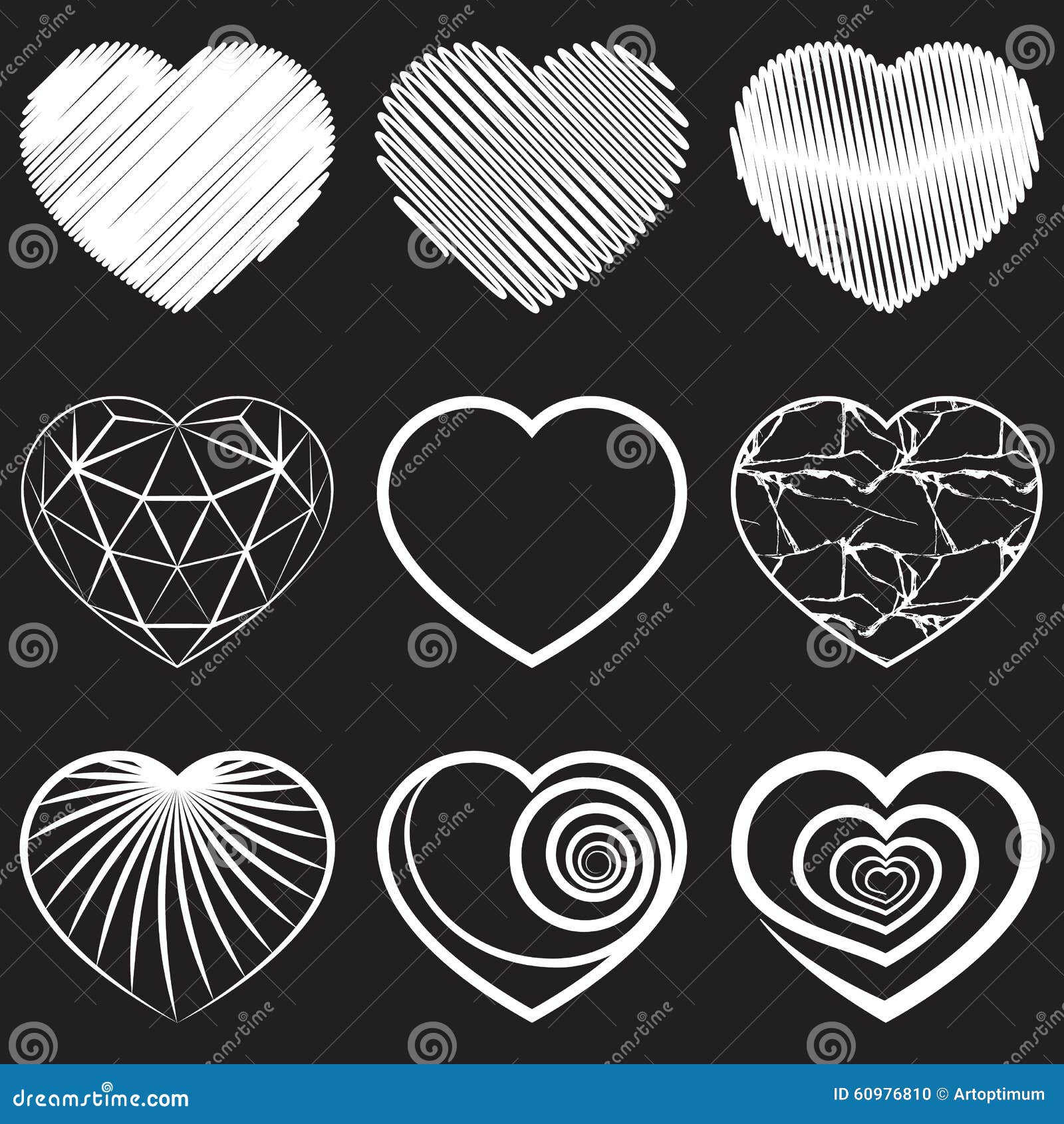 L'insieme Di Cuore Modella Le Icone Vettore Illustrazione Vettoriale ...