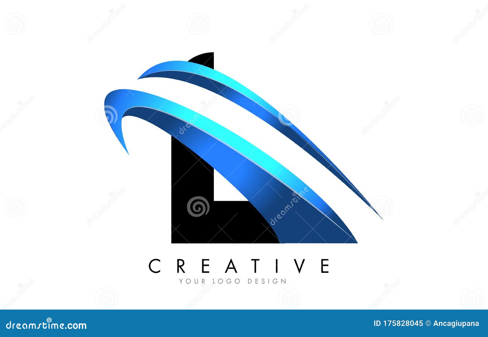 L Letter Logo with Blue Gradient Swash Design Stock Vector ...