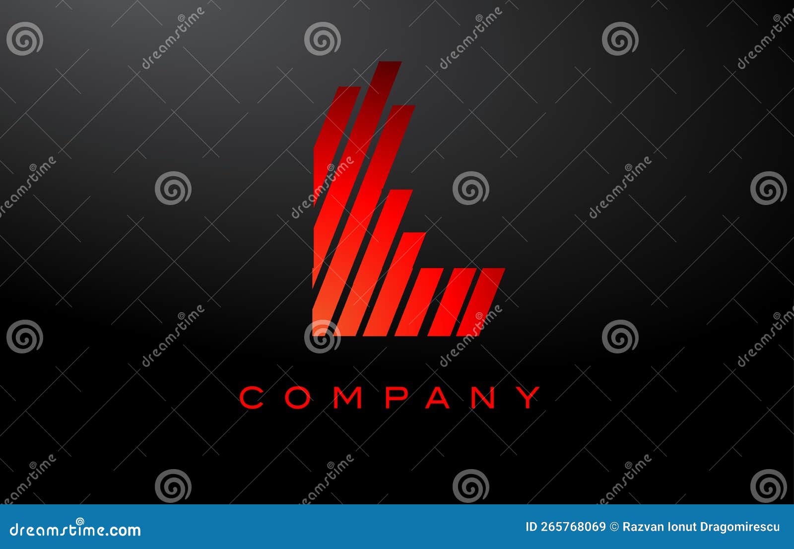 L Letter Logo with Red Lines Design Vector. Red Letter Icon ...