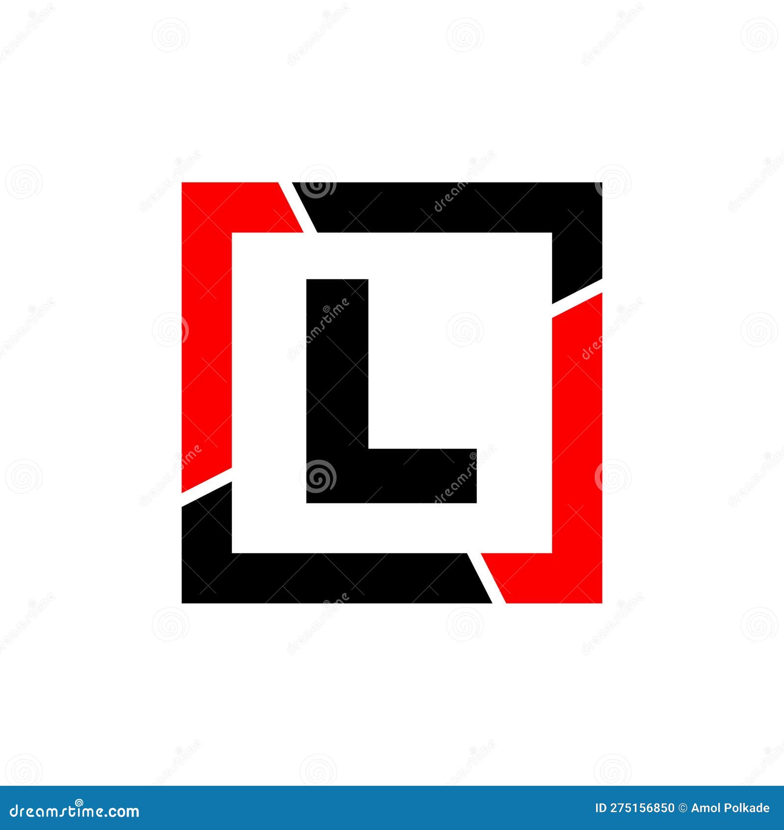 L Letter with Red Black Frame Monogram. L Company Icon Stock Vector ...