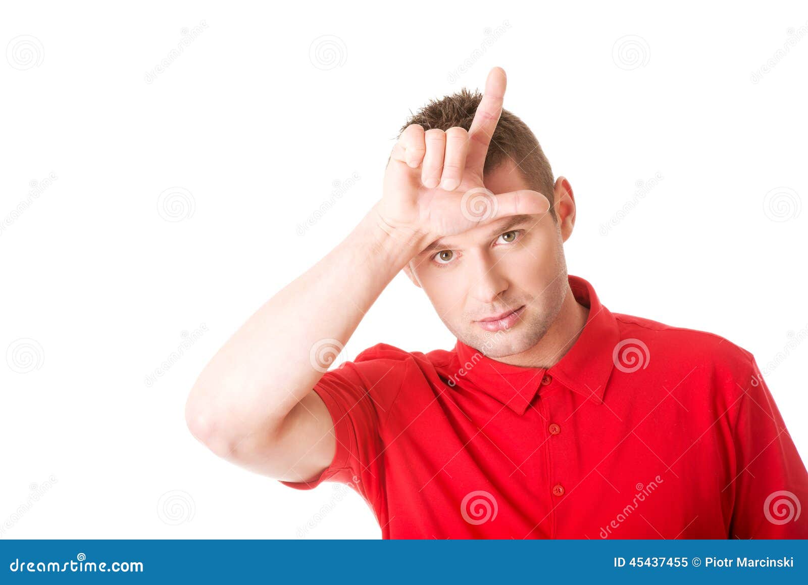 L for looser sign stock image. Image of pose, loose, emotion - 45437455