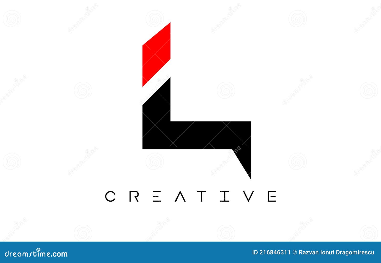 L Modern Letter Logo Design with Creative Look in Black and Red Colors ...
