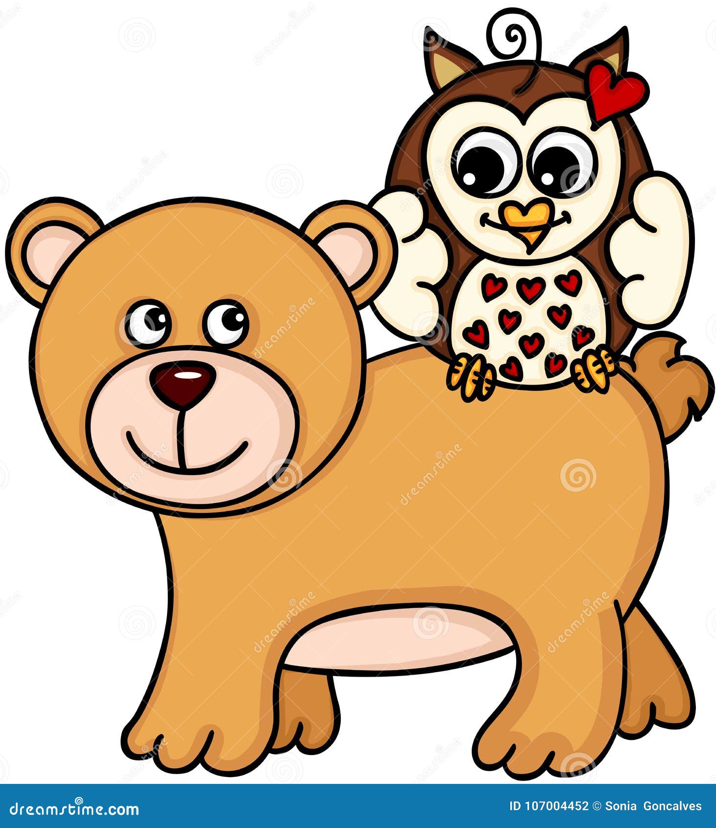 L'ours Et Le Hibou Sont Des Amis Illustration de Vecteur - Illustration ...