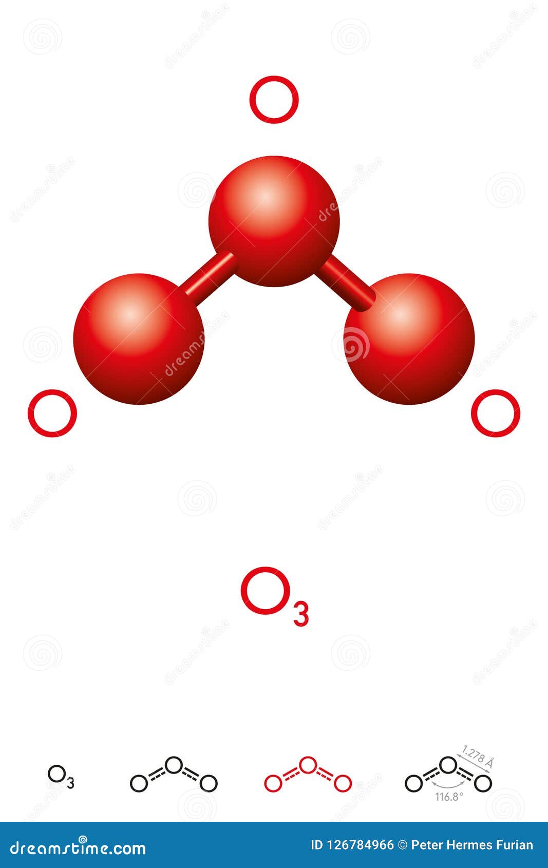 L'ozone, O3, Trioxygen, Modèle De Molécule Et Formule Chimique ...