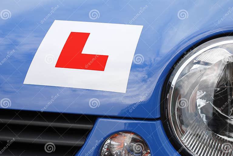 L Plate on Car - Front View Stock Photo - Image of road, test: 2592648