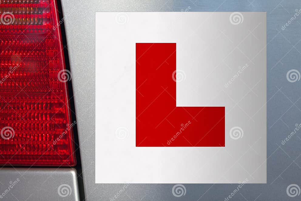 L Plate on Car for Learner Driver Stock Image - Image of horizontal ...