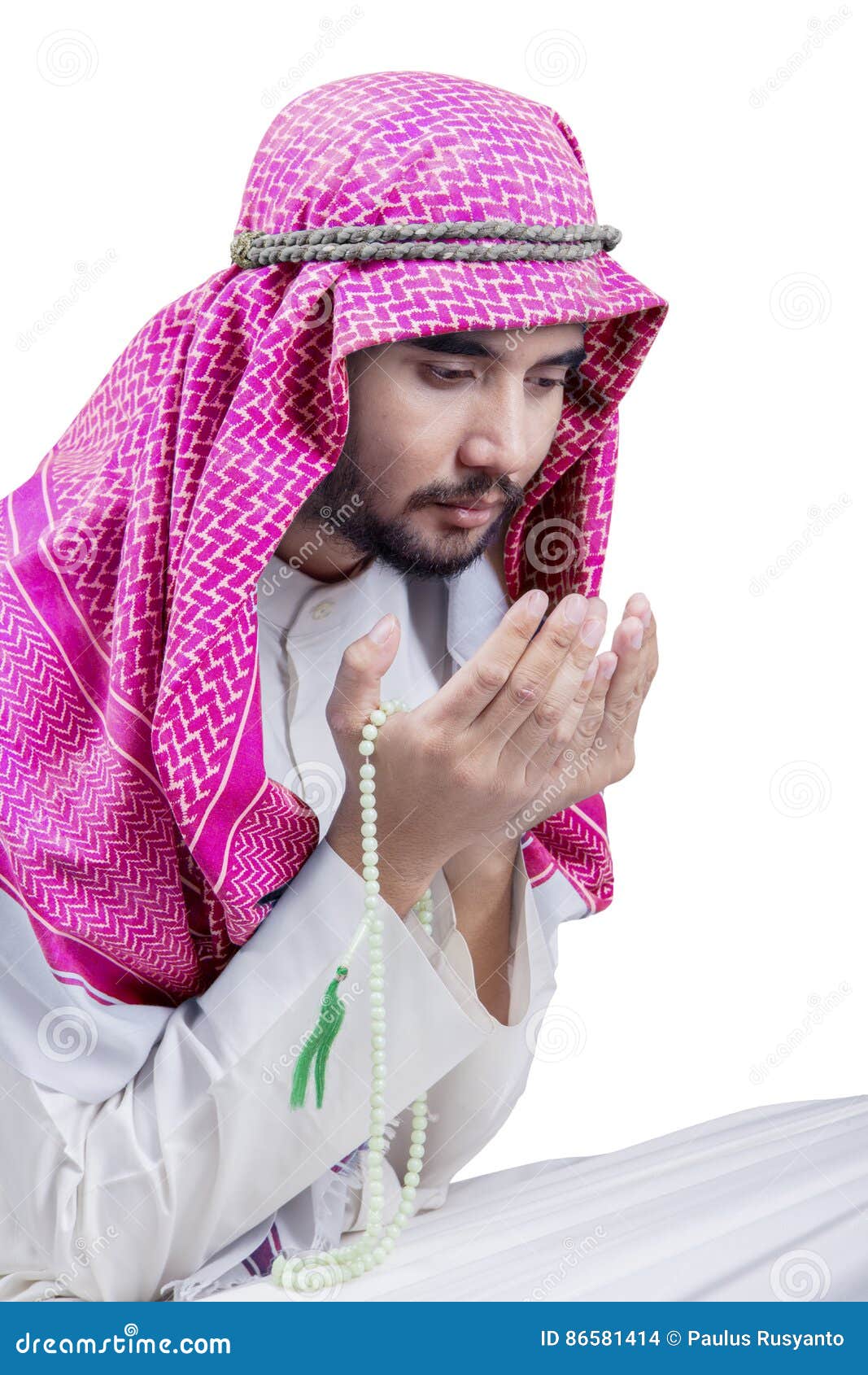 L'uomo Musulmano Prega All'Allah Sullo Studio Fotografia Stock ...