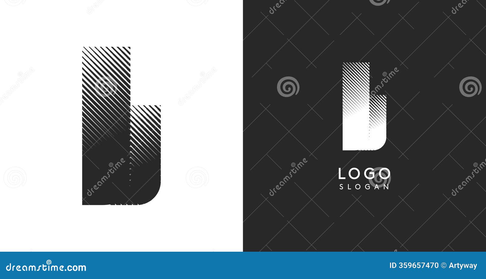 L Vector Letter. Sharp Contrast Monogram Strike Diagonal Hatching for ...