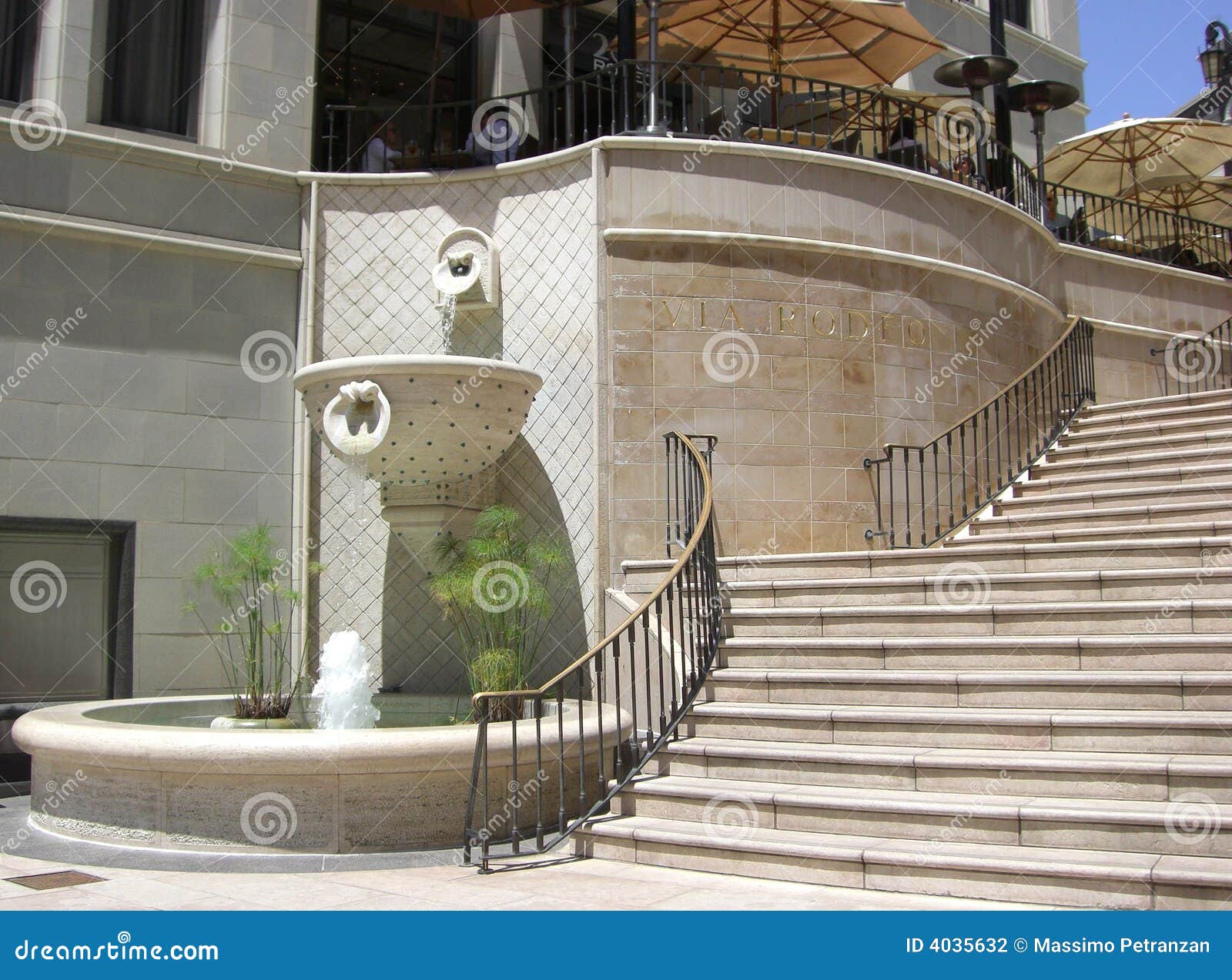 L.a. - Via Rodeo steps stock photo. Image of water, wall - 4035632