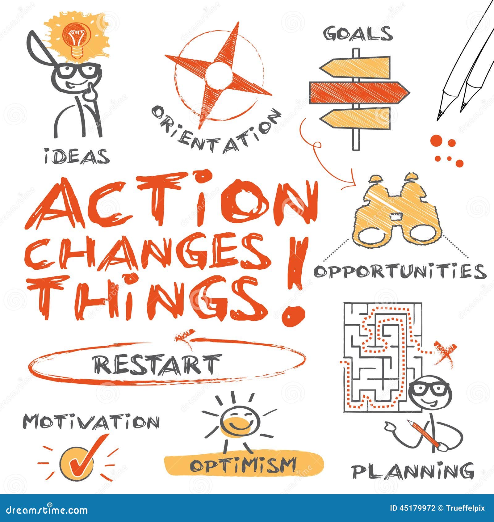 La acción cambia cosas stock de ilustración. Ilustración de negocios ...