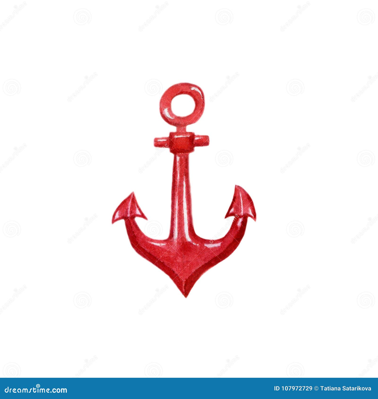 La Acuarela Aisló Un Ancla Roja Imagen de archivo - Imagen de nave ...