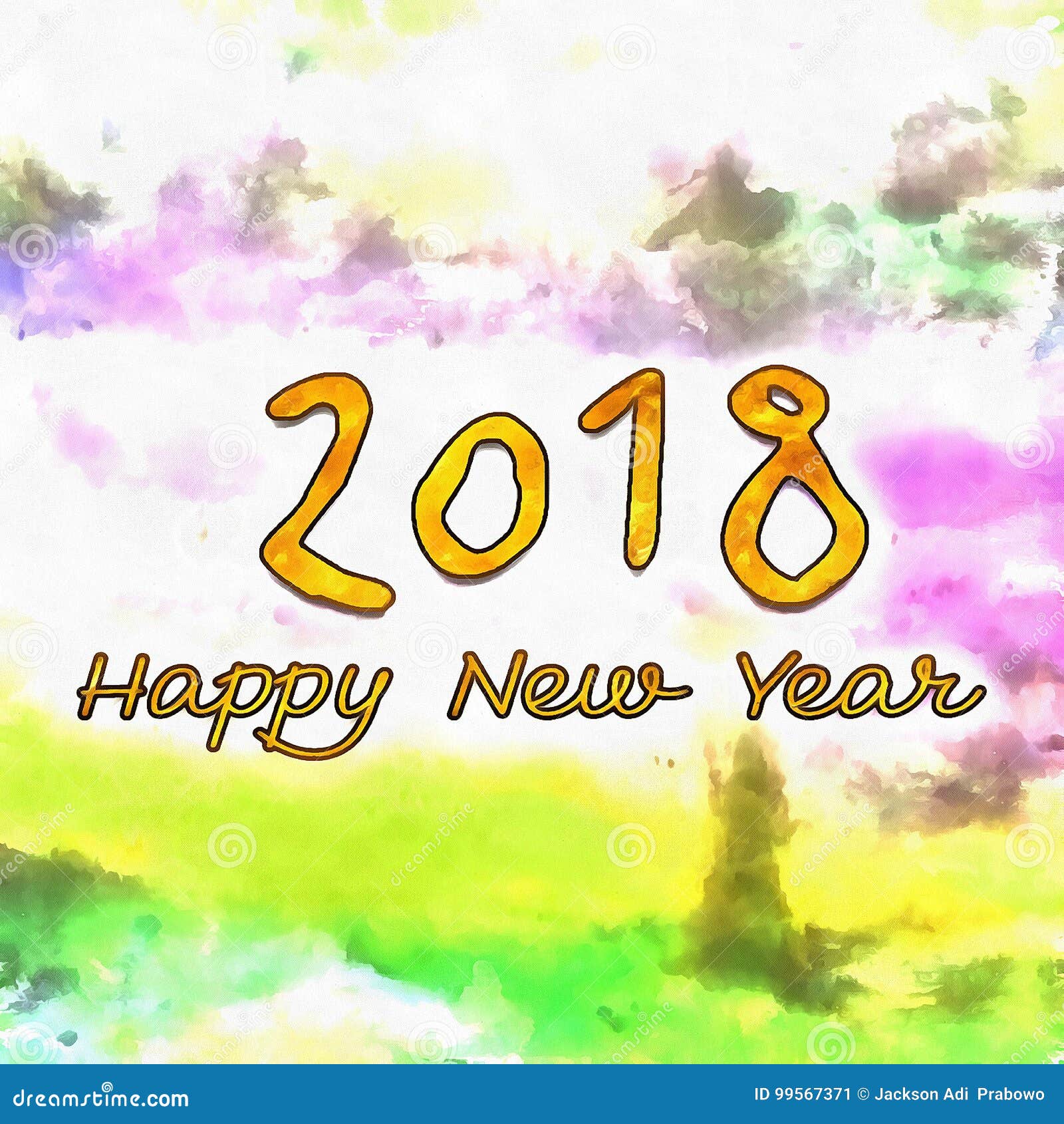 La Acuarela Mancha Hacia 2018/ Stock de ilustración - Ilustración de ...