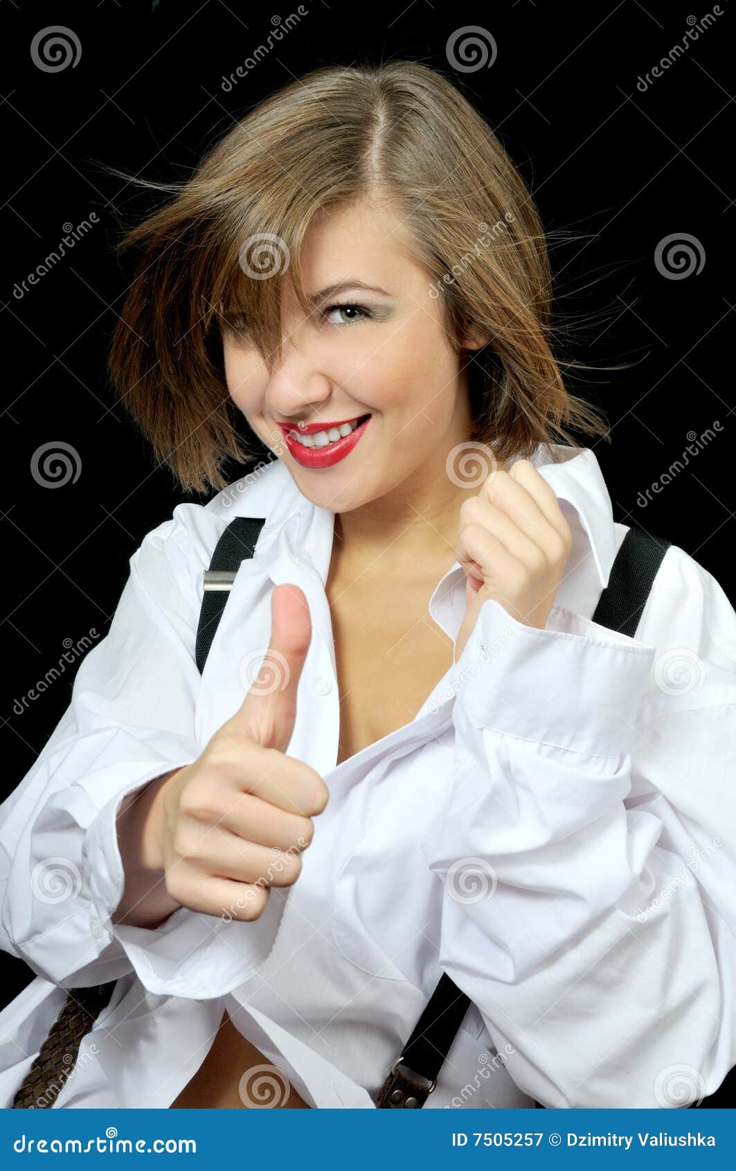 La Bella Ragazza Sorridente Mostra Bene Immagine Stock - Immagine di ...