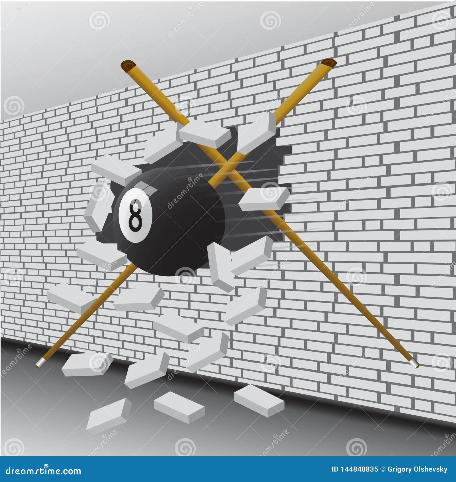 La Bola De Billar Rompi? La Pared Ilustración del Vector - Ilustración ...