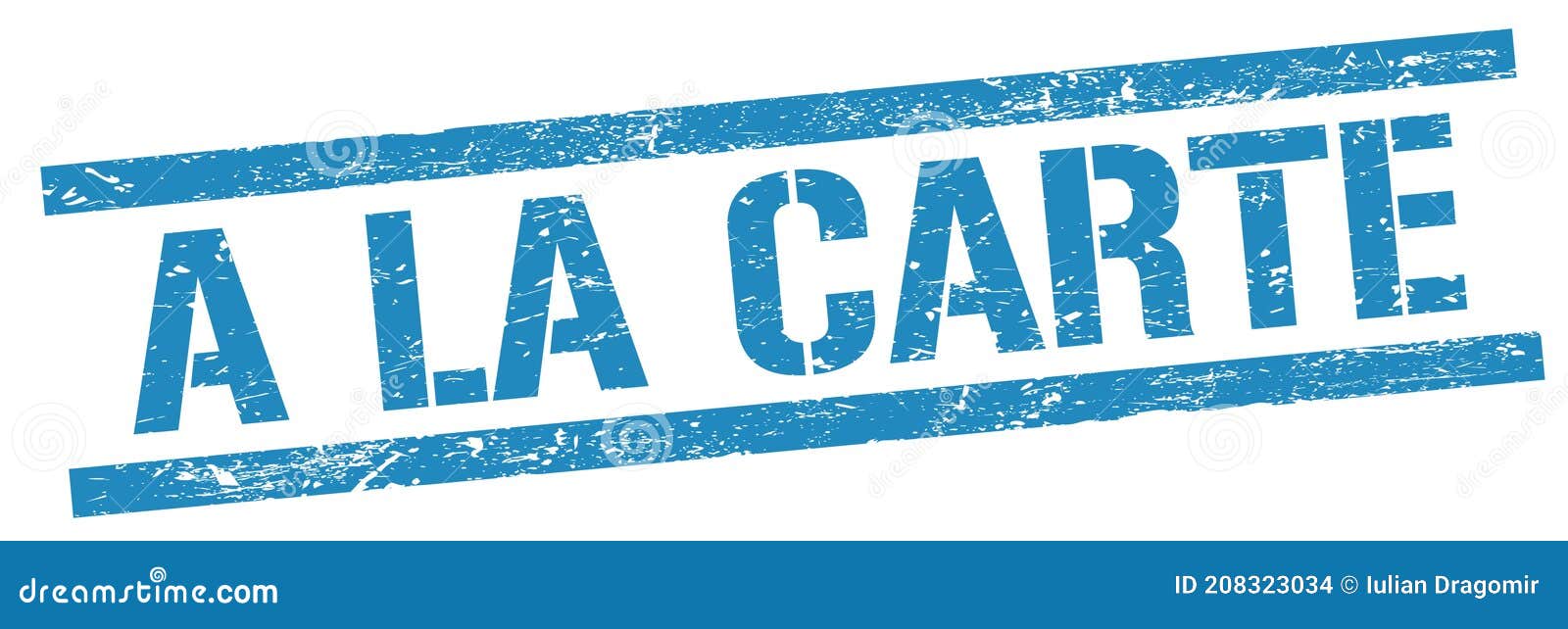 A LA CARTE Text on Blue Grungy Rectangle Stamp Stock Illustration ...